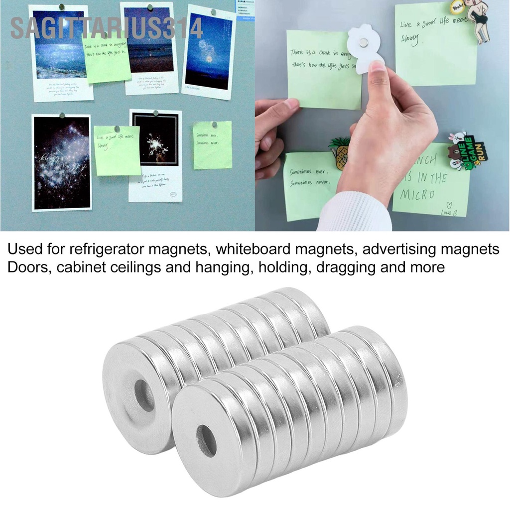 Sagittarius314 20Pcs Neodymium Disc Magnets Strong 4mm Countersunk Hole Rare Earth for Tool Room ...