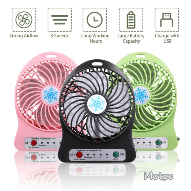 I4otpc พัดลมระบายความร้อน Led 3 ความเร็ว แบบพกพา ชาร์จ Usb - แบตเตอรี่ 18650 | Shopee Thailand