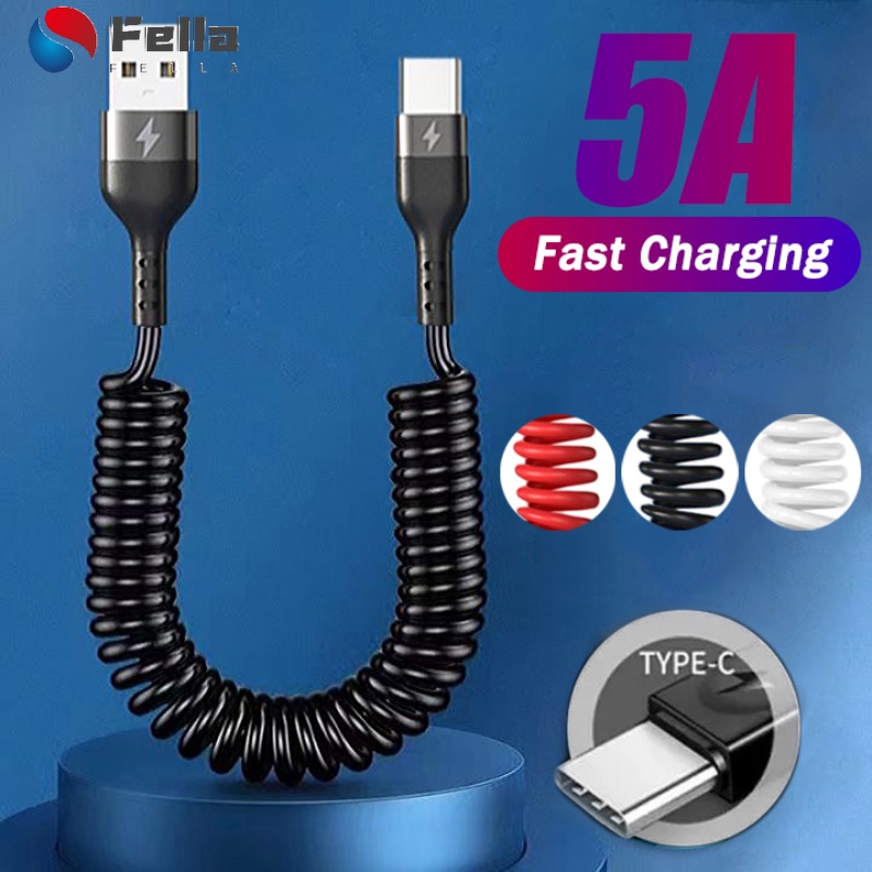สายชาร์จ USB C 66W 5A Type C ยืดหดได้ ชาร์จเร็ว 5A สําหรับโทรศัพท์ ...