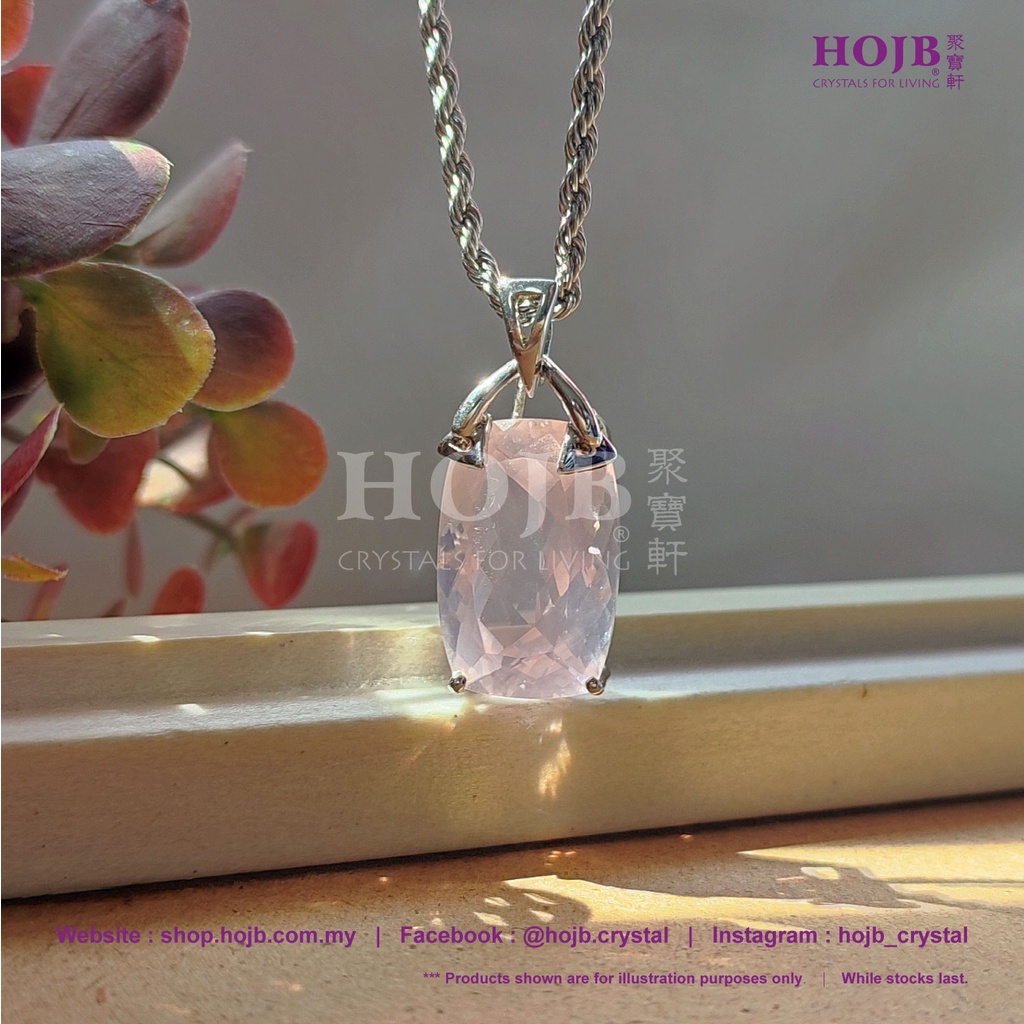 Hojb Mozambique Star Rose Quartz Faceted Cut 6A สี่เหลี่ยมผืนผ้า S925 จี้ 13x20 มม. คริสตจักร ...