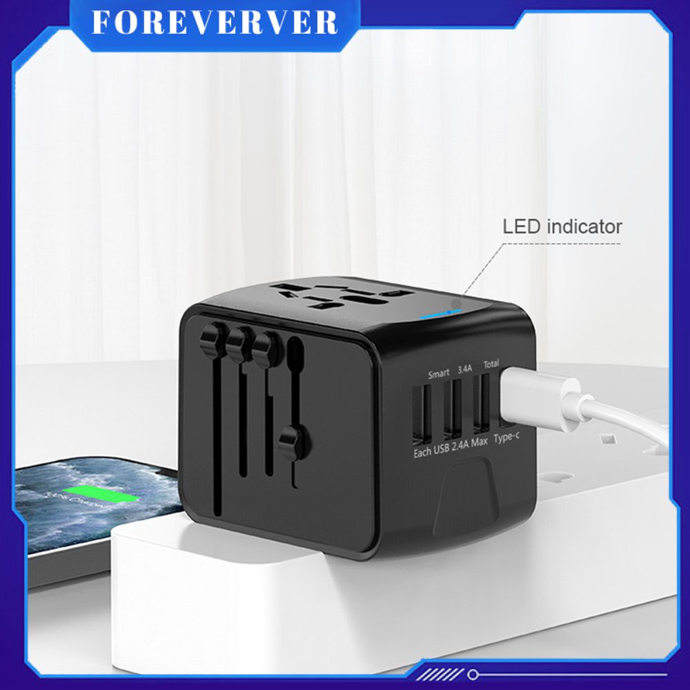 International Universal Travel Adapter 3 USB Type-C Outlet Converter ...
