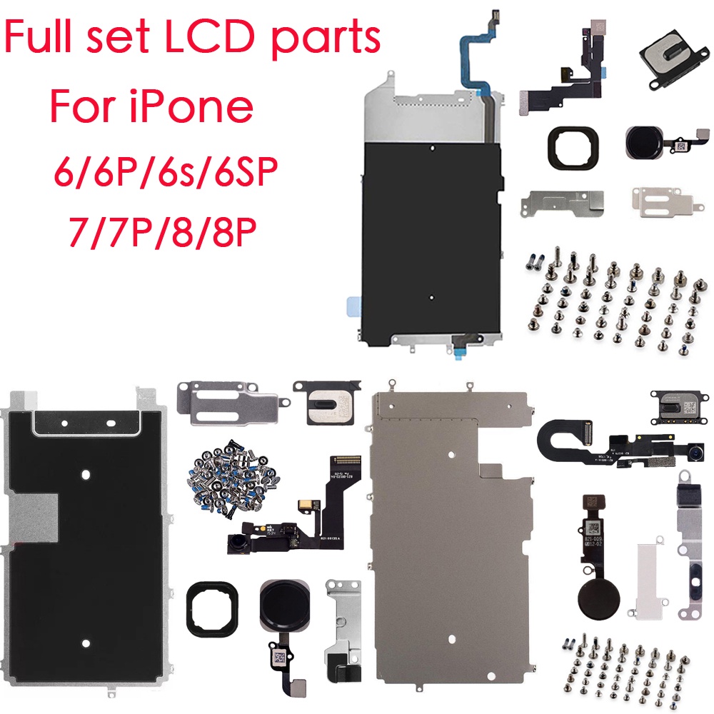ชุดอะไหล่หน้าจอ LCD ปุ่มโฮมกล้อง สายเคเบิลอ่อน สกรู สําหรับ ip 6 6P 6s ...