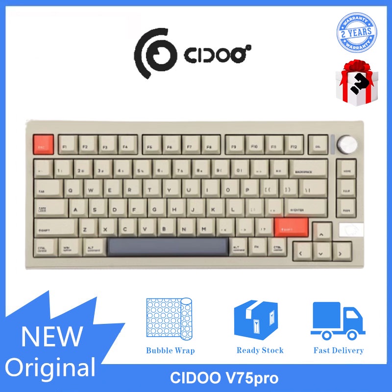 Cidoo V75 คีย์บอร์ดบลูทูธไร้สาย VIA ปลั๊กสามโหมด ปะเก็นอลูมิเนียม ...