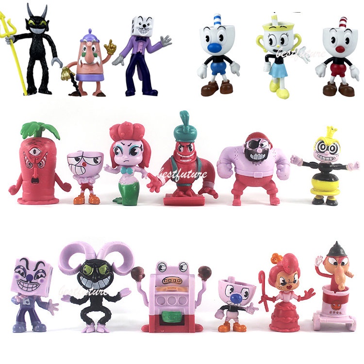โมเดลฟิกเกอร์ PVC อนิเมะ The Cuphead Show Mugman Mecup and Brocup ของ ...
