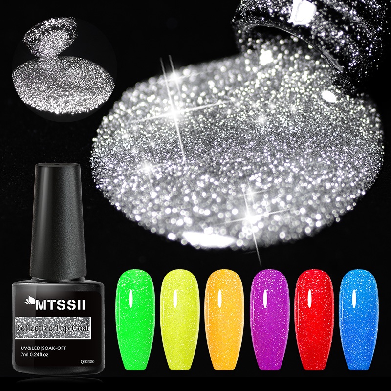 MTSSII 7ml Reflectieve Top Coat Function เล็บเจลยางฐานเจล Soak Off UV LED เจลเล็บเคลือบเงา ...