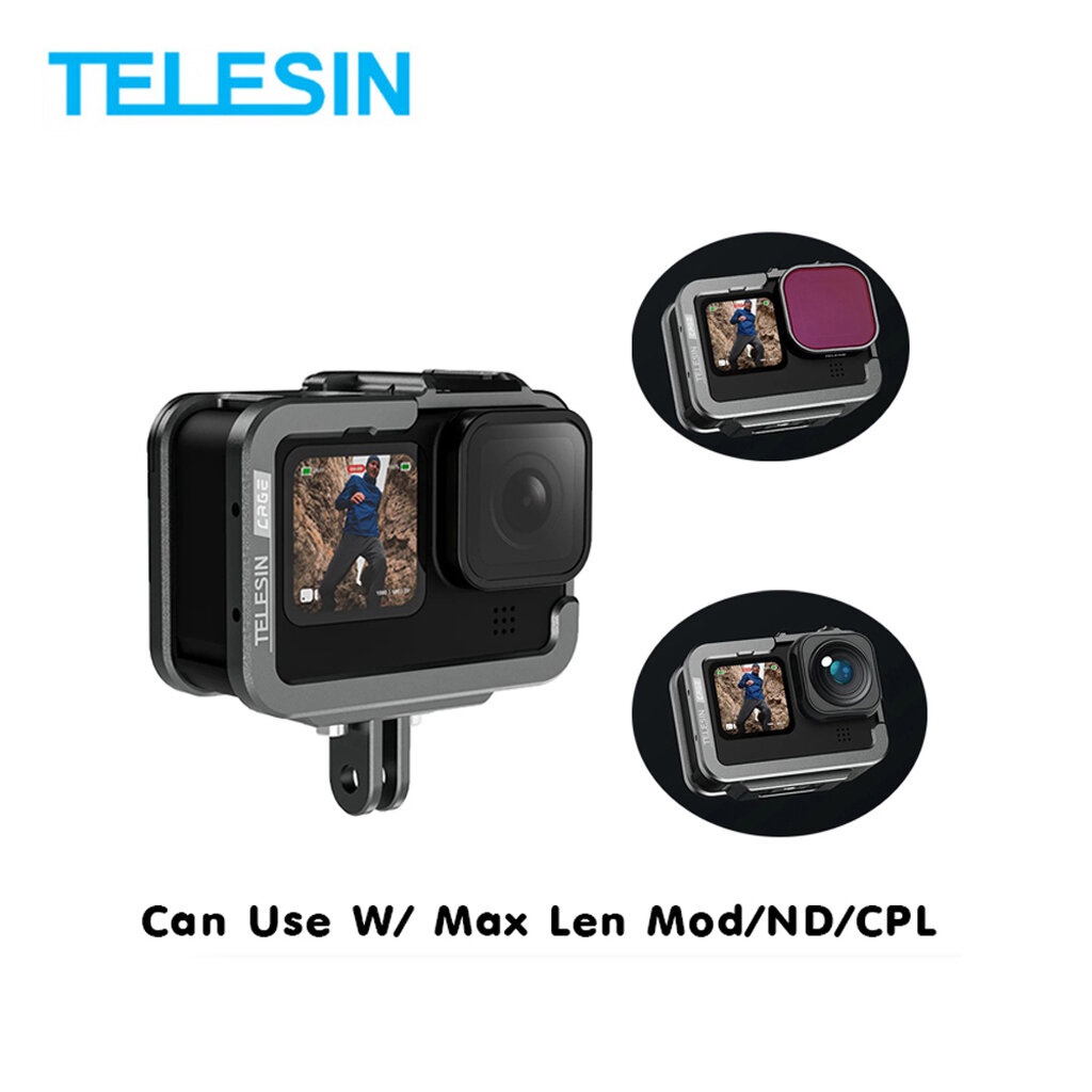 Telesin GoPro 12 / 11 / 10 / 9 New Telesin Aluminum House Cage Suitable ...