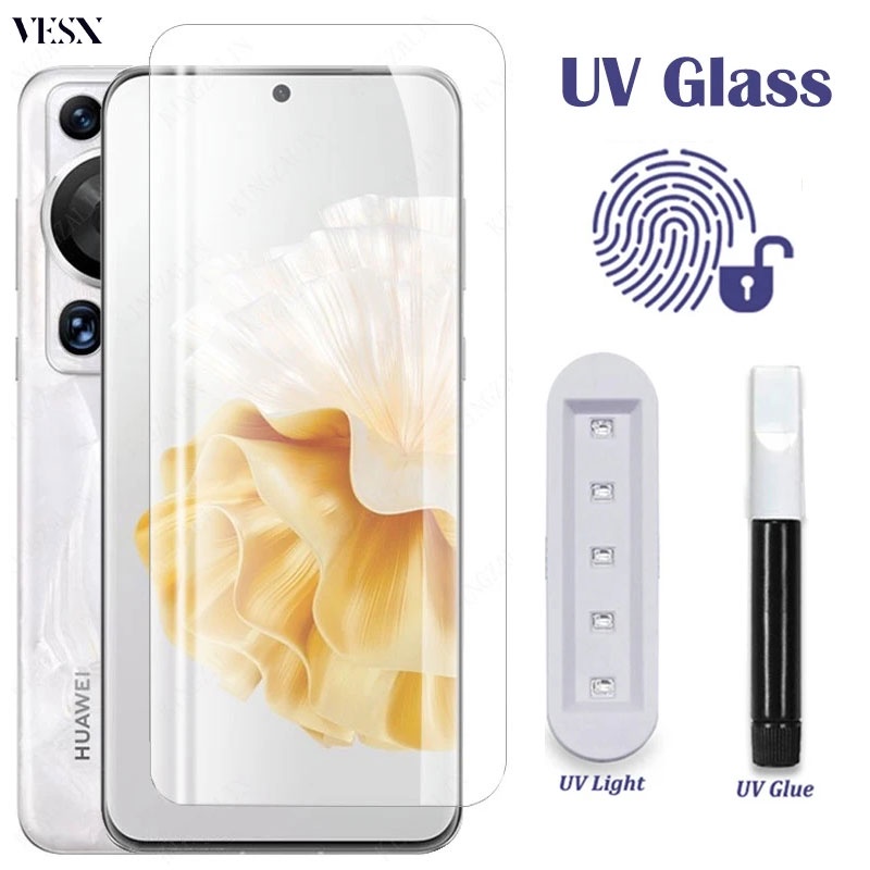 ฟิล์มกระจกกาว UV รุ่นใหม่ล่าสุด แบบจอโค้ง Huawei P60 P50 P40 P30 Mate 50 40 30 20 Nova 11 Ultra ...
