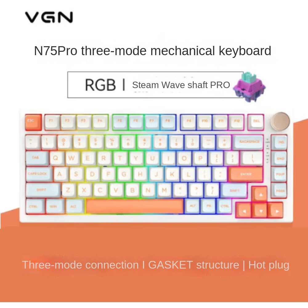 Vgn N75 pro คีย์บอร์ดไร้สาย มีไฟแบ็คไลท์ RGB | Shopee Thailand
