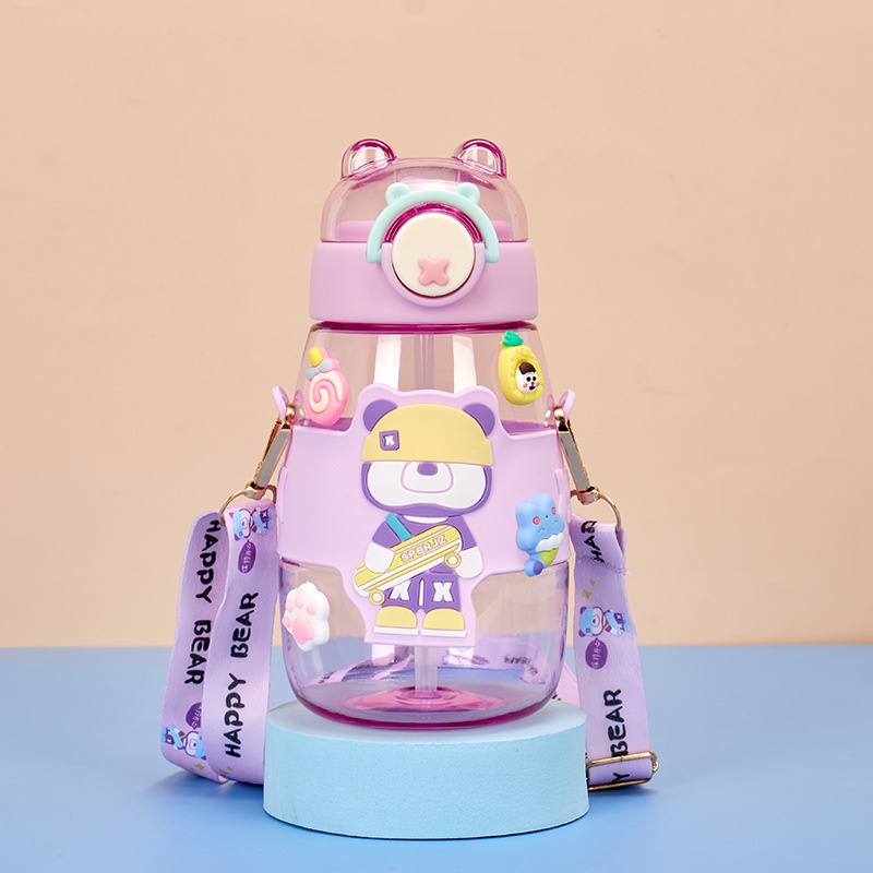 R-700ml มาใหม่กระติกน้ำทรงกระต่าย 700ML พกพาสะดวกมีสายสะพาย กระน้ำสำหรับเด็ก ฟรีสติ๊กเกอร์ 3D ...