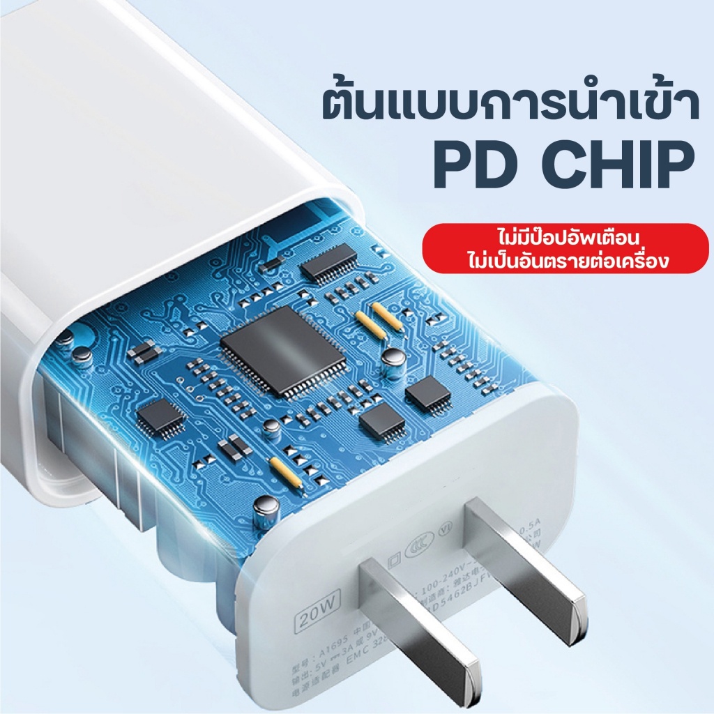 สายชาร์จ pd 20w typec to L หัวชาร์จ pd20w 1.5M ชุดสายชาร์จ รับประกัน 1 ปี รองรับ iphone ipad ios ...