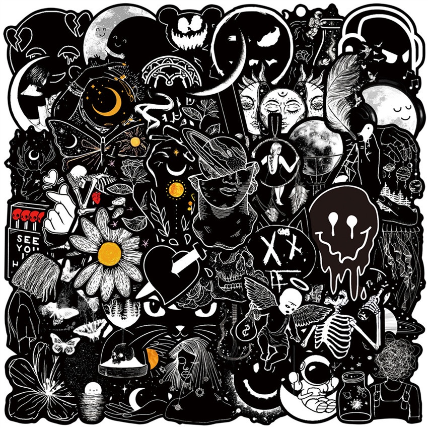 Funny HipHop . Black Art Series 01 Stickers 50Pcs/Set DIY Fashion ...