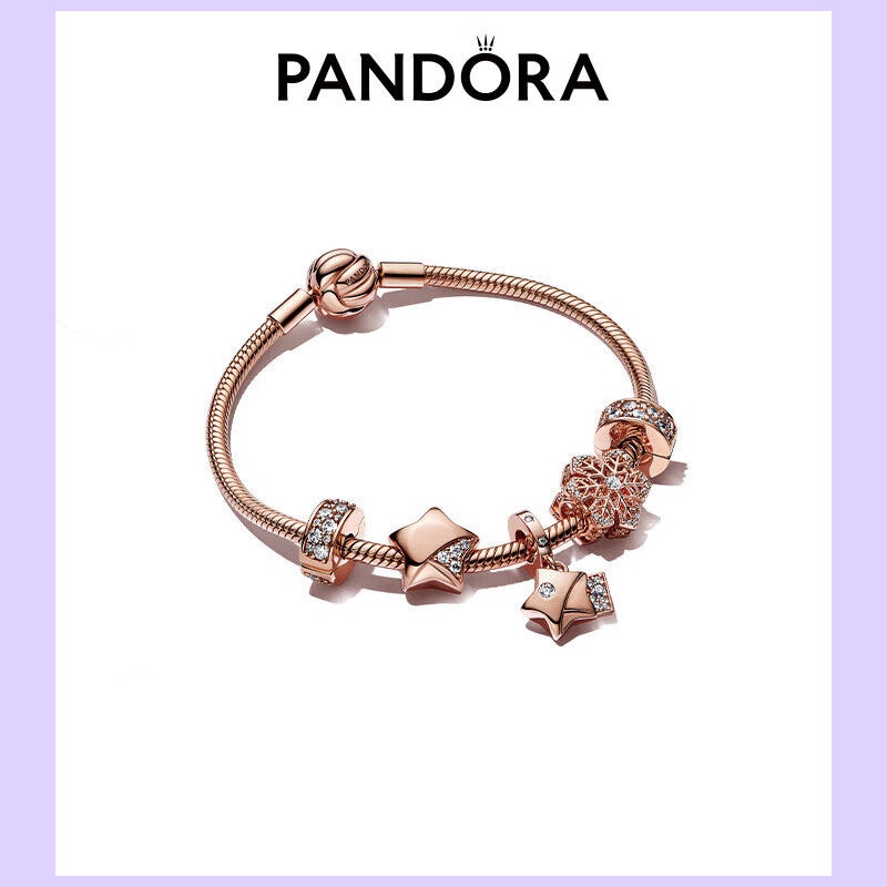 Pandora Lucky Star Collection สร้อยข้อมือ Rose Gold ของขวัญวันเกิด ...