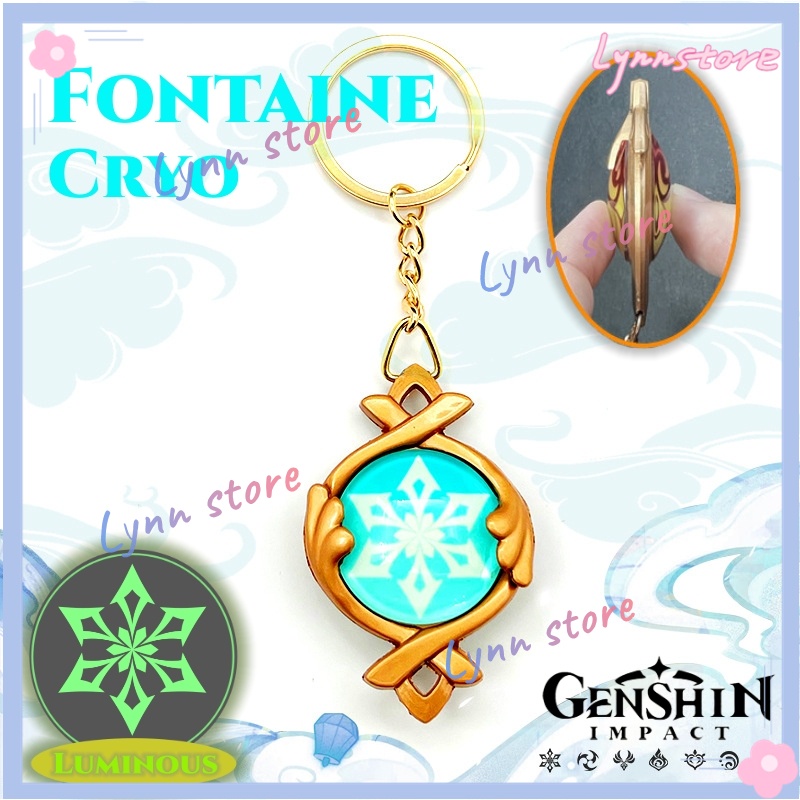 ใหม่ GENSHIN Fontaine Vision Sumeru พวงกุญแจกระจกสองด้านเรืองแสง ...