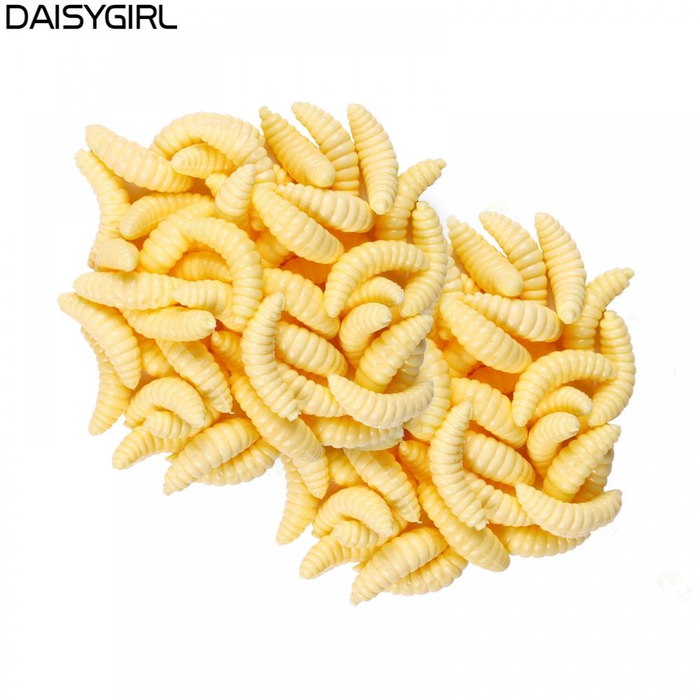 【DAISY Fishing】Fishing Lure Lifelike Silicone Worm Maggot Grub Yellow ...