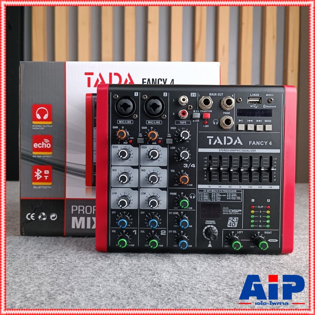 TADA FANCY-4 MIXER สีแดง มิกเซอร์อนาล็อก 4 ช่องสัญญาณ Bluetooth บลูทูธ ...