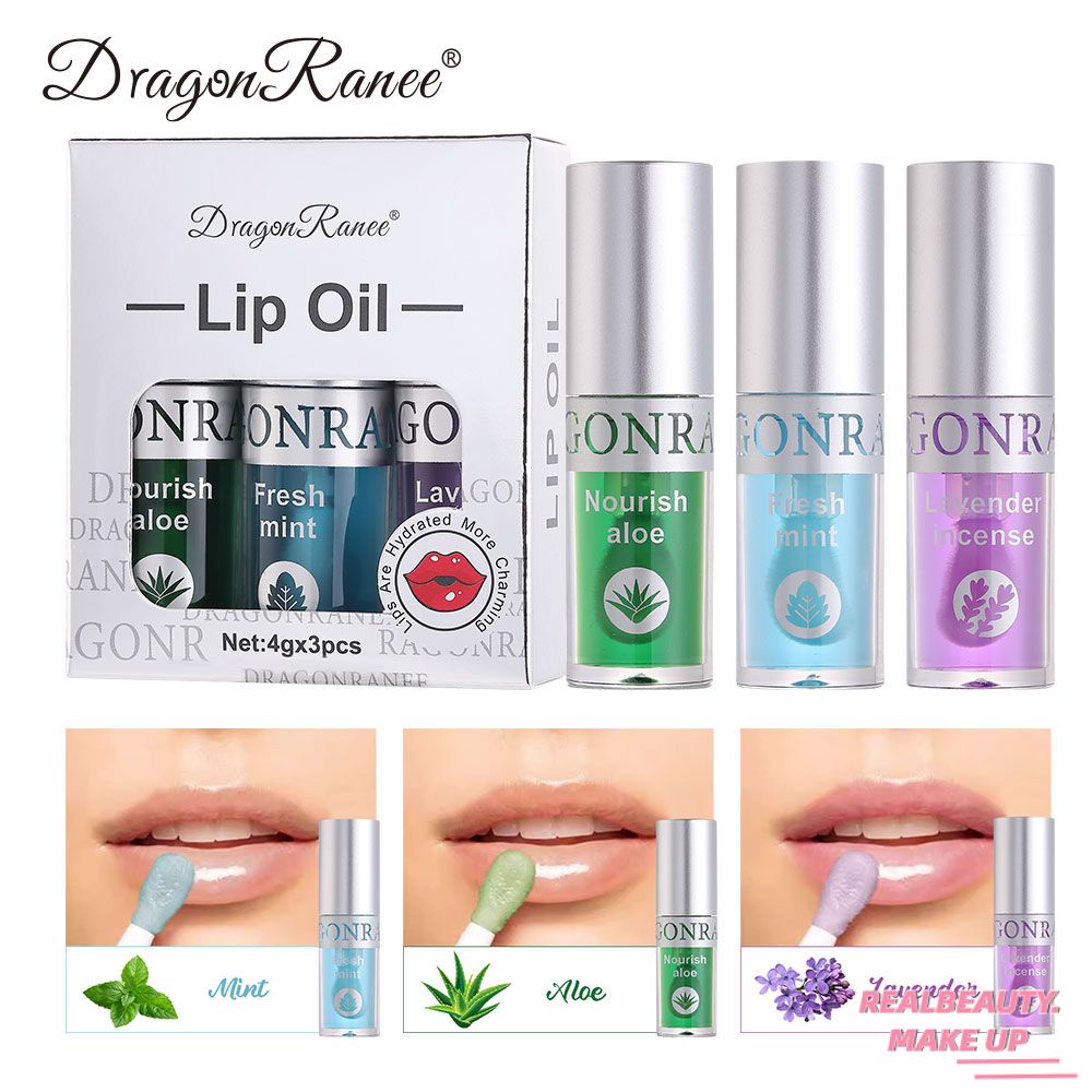 Dragon Ranee Silver Box Lip Oil Three Sets Sexy Red Lips Moisturizing ...