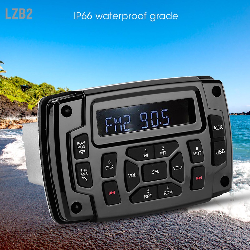 LZB2 เครื่องเล่น MP3 12V บลูทูธ FM AM สเตอริโอตัวรับสัญญาณ IP66 อุปกรณ์เสริมกันน้ำสำหรับเรือเดิน ...