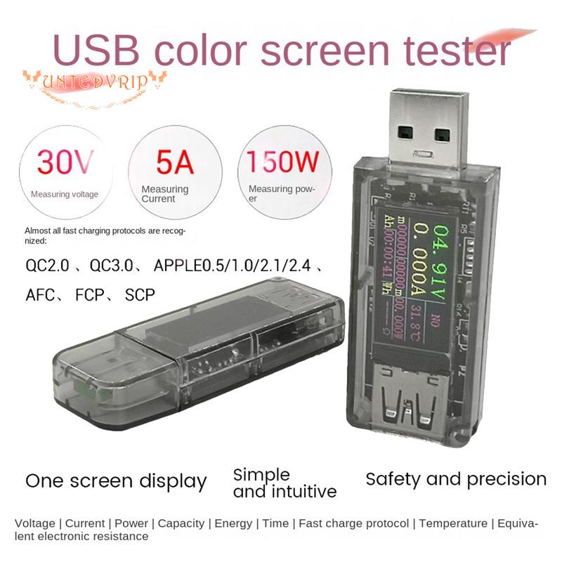 Zk-ut เครื่องทดสอบหน้าจอสี USB 5A 0.96 นิ้ว IPS โวลต์มิเตอร์ ความจุ ชาร์จเร็ว QC2.0 3.0 | Shopee ...