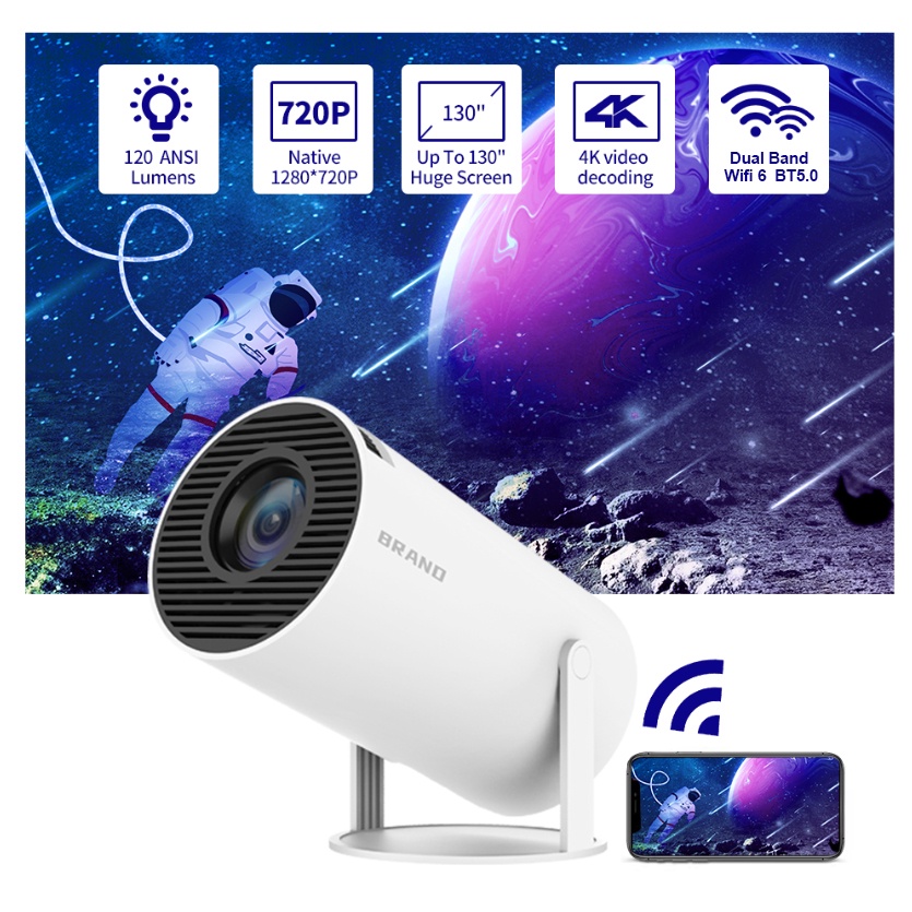 Goojodoq โปรเจคเตอร์ 4K Mini FULL HD Android Mini Projector WiFi6 ...