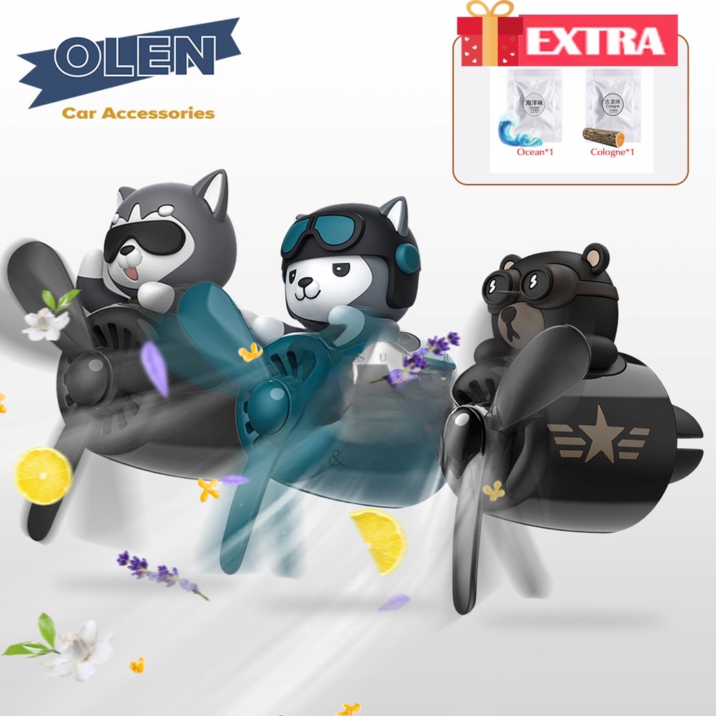 Car Air Freshener Bear Pilot Vent น้ําหอม Diffuser ใบพัดหมุน Air Outlet ...