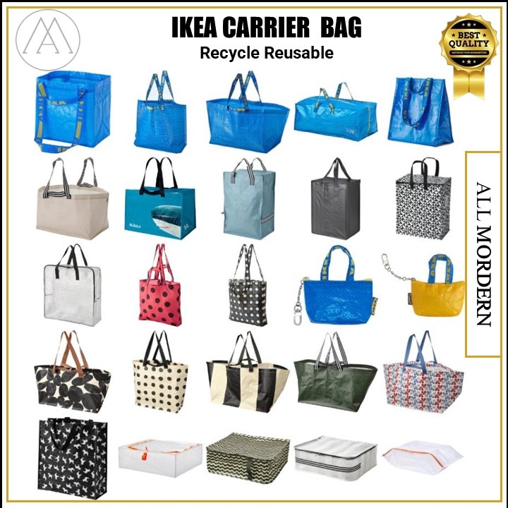 Ikea ถุงสีฟ้า IKEA กระเป๋าใส่ผ้า รีไซเคิล ขอใช้ซ้ําได้ Beg Biru IKEA ...