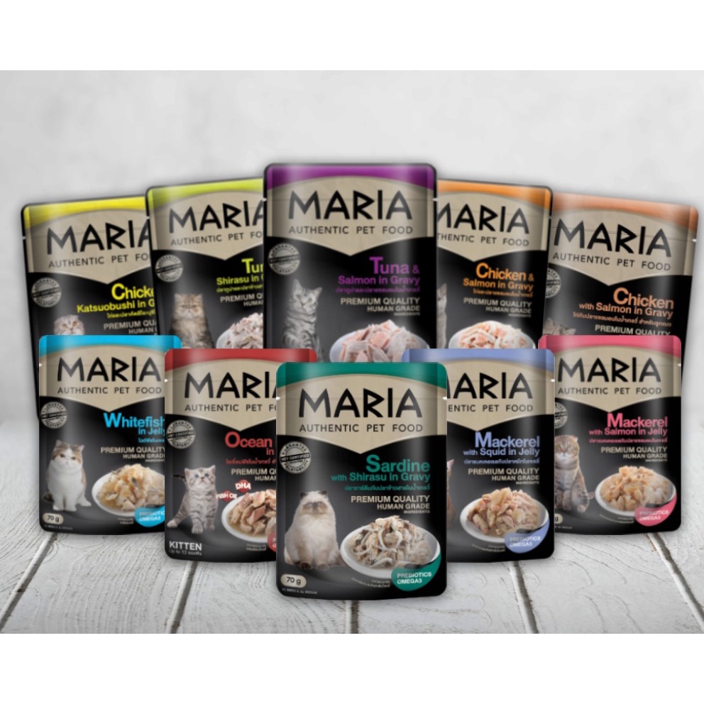 [ยกโหล12ซอง แมว] Maria Cat Food มาเรีย อาหารแมวเปียกสำหรับแมวโต และลูก ...
