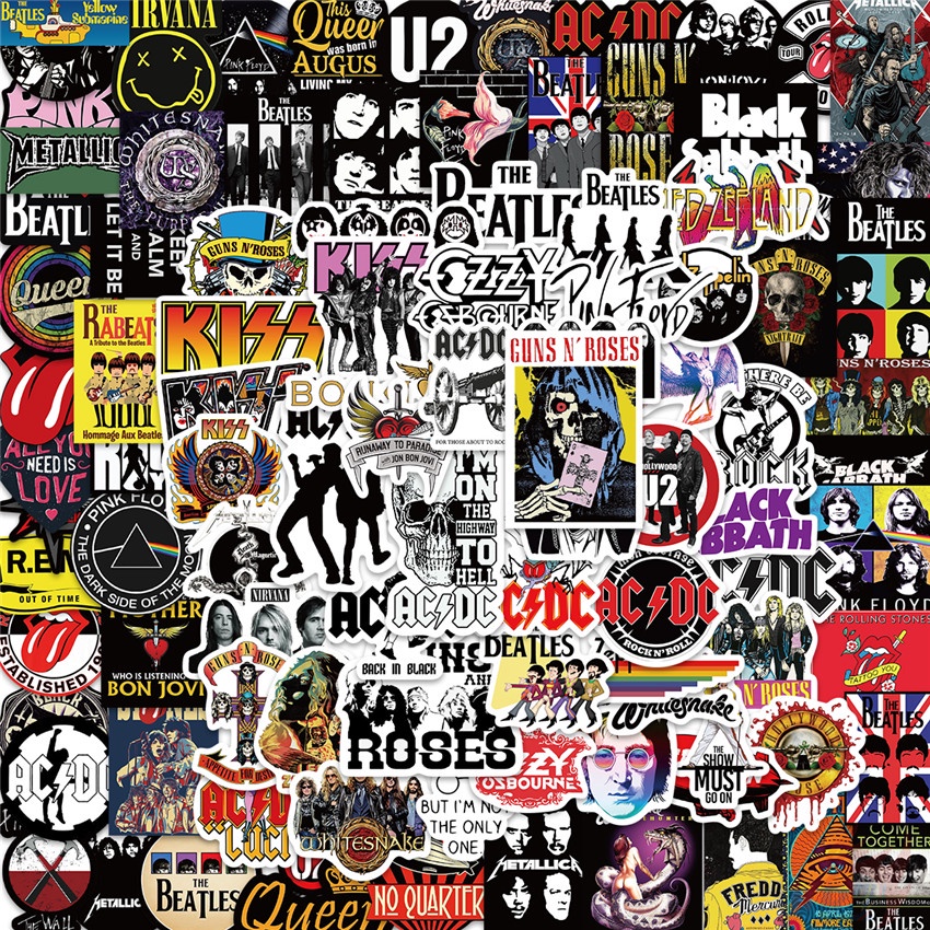 100Pcs/Set Mixed Rock Band . Rock'n'Roll Art Series 01 Stickers DIY ...