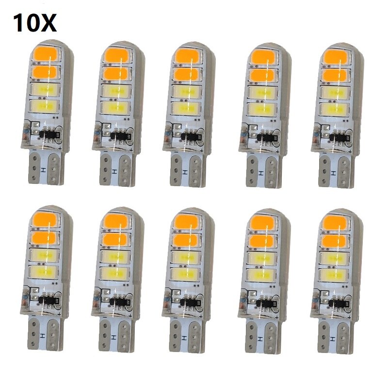 หลอดไฟแฟลช LED T10 5630 8smd T10 ซิลิโคน สองสี อุปกรณ์เสริม สําหรับรถยนต์ 10 ชิ้น | Shopee Thailand
