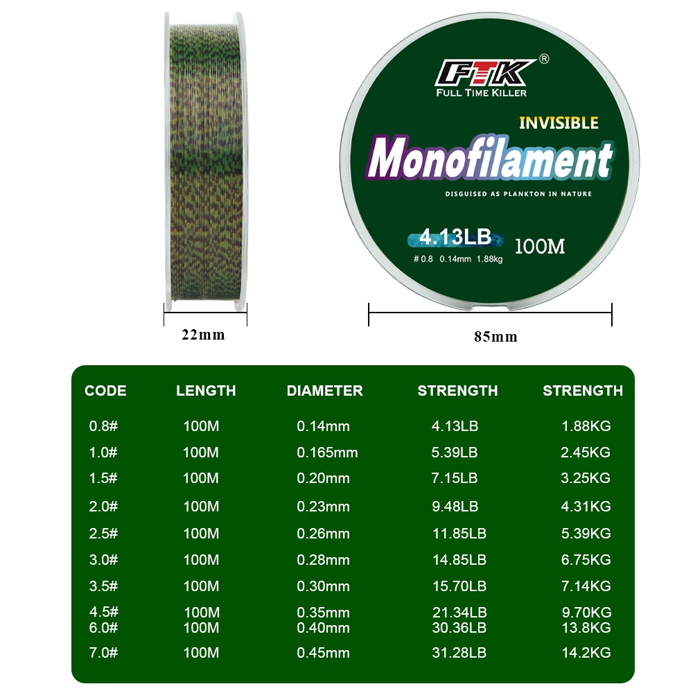 Ftk สายเบ็ดตกปลาไนล่อน สีทอง 100 ม. 300 ม. 500 ม. | Shopee Thailand