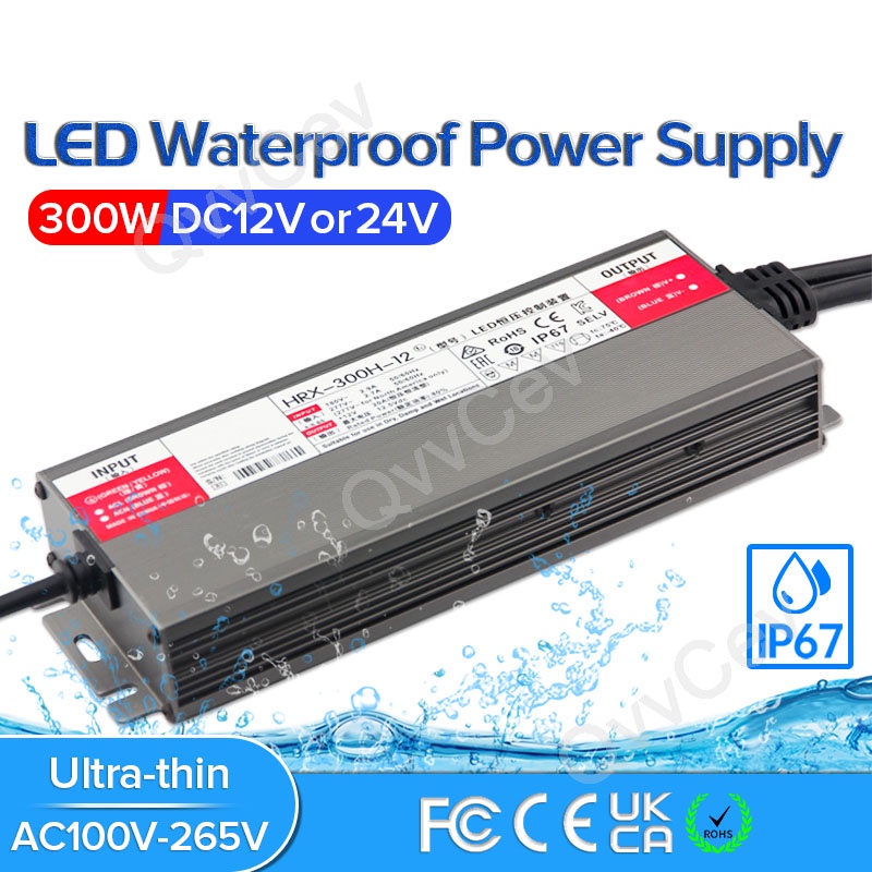 300w LED Driver DC12V 24V IP67 กันน้ํา Transformers สําหรับไฟกลางแจ้ง ...