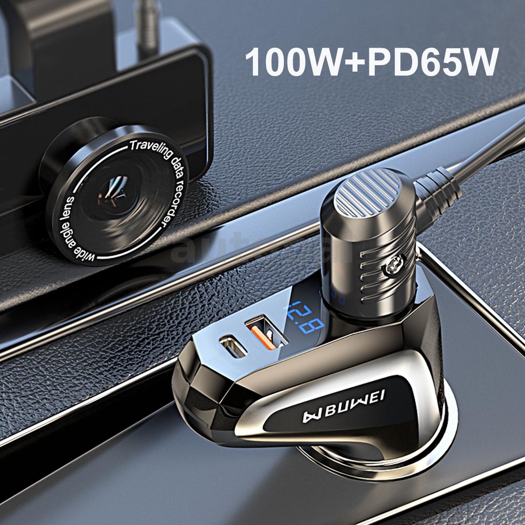 Buwei DM32 ที่ชาร์จในรถยนต์ พร้อมหน้าจอ LCD Type-C PD65W และ 100W USB ...