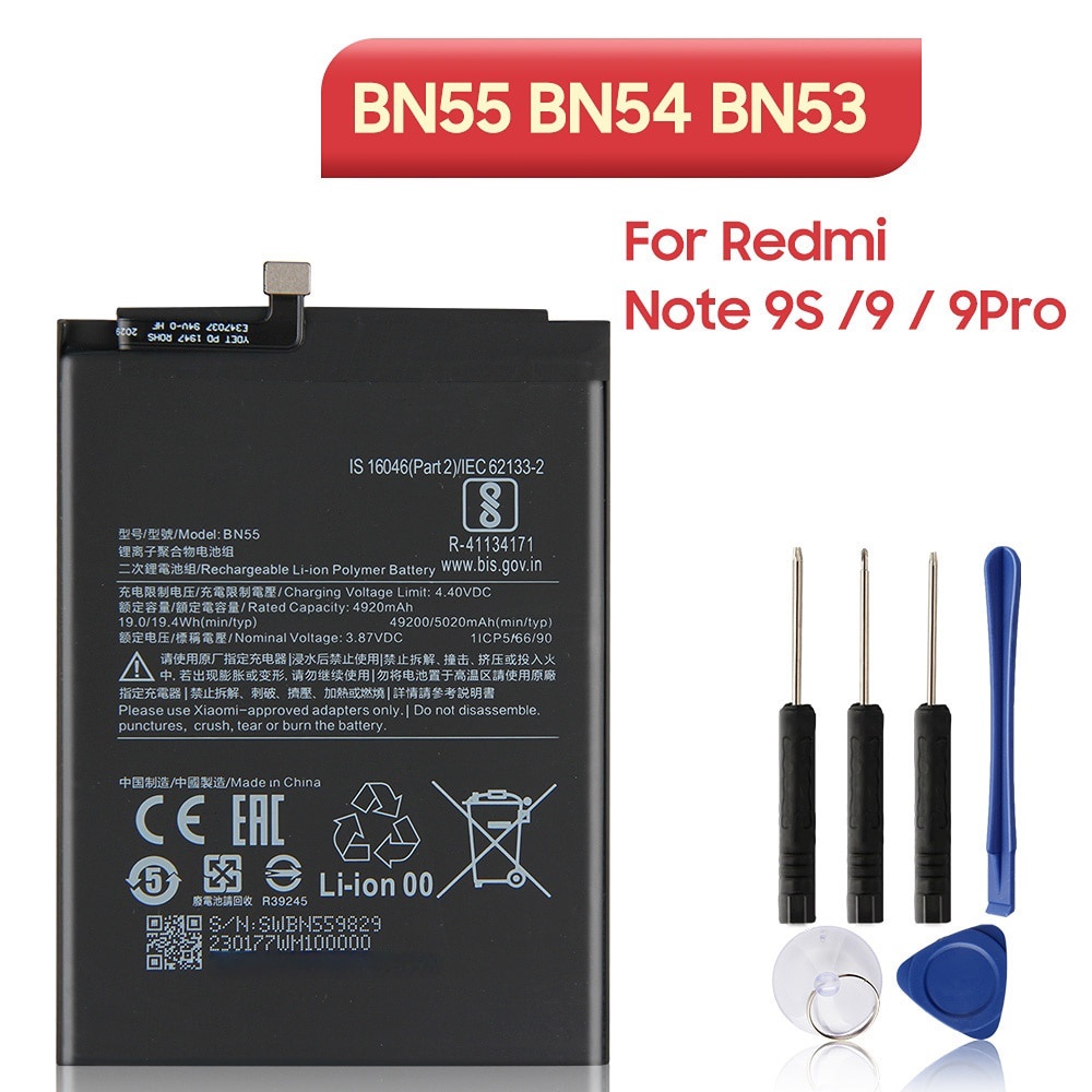 BN55 BN54 BN53แบตเตอรี่โทรศัพท์สำหรับ XIAOMI Redmi หมายเหตุ9S Redmi ...
