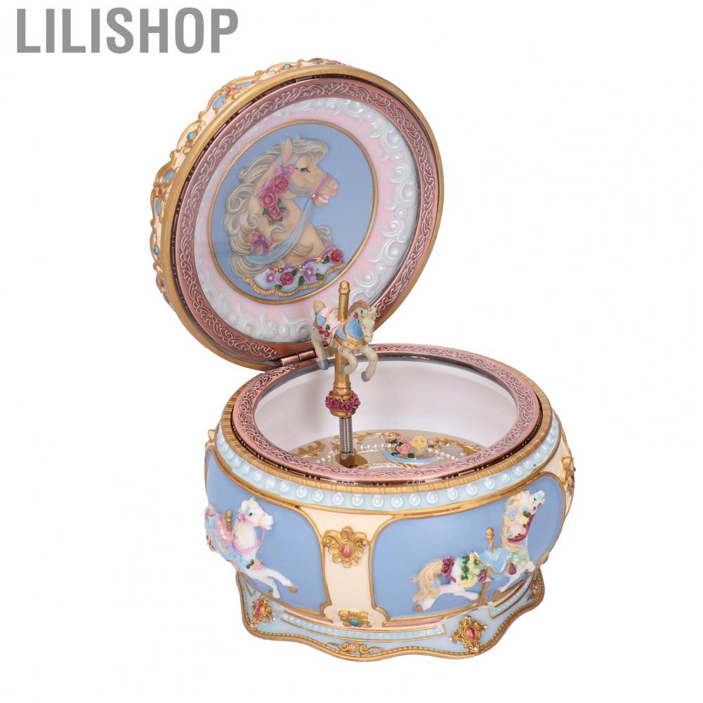 Lilishop music Rotation Horse Music Box Lights Luminous Carousel Desk ...
