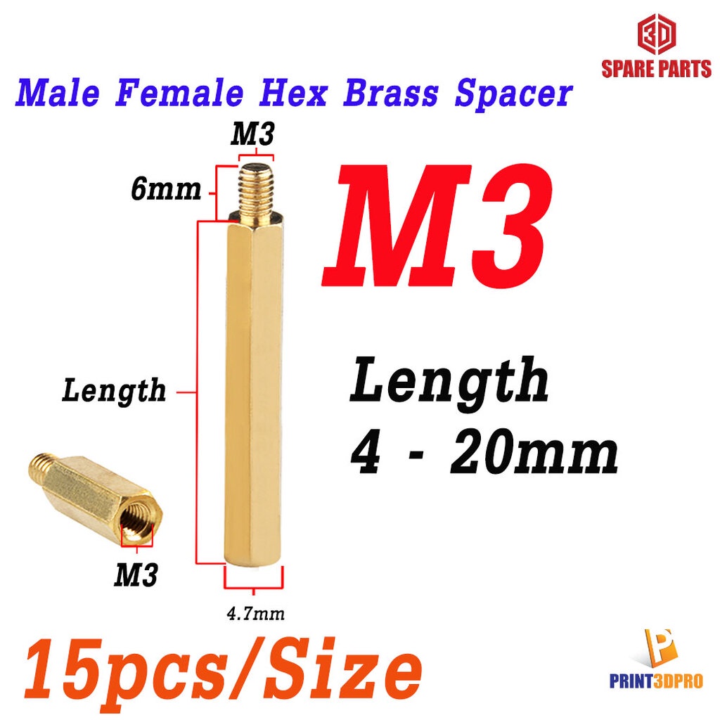 M3 Screw Nut Hex Brass Male Female Standoff Board Pillar Hexagon Thread ...