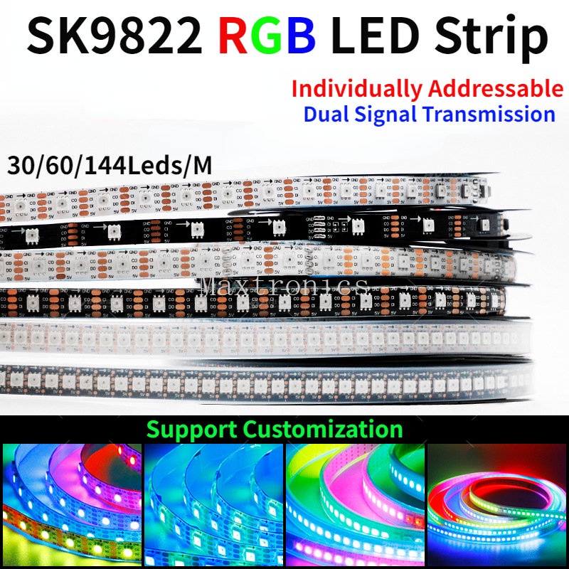 Dc5v สายไฟ Led SK9822 RGB APA102 30 60 144LED M 1 เมตร | Shopee Thailand