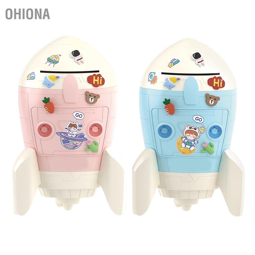 OHIONA กระปุกออมสินรูปจรวดน่ารัก 2 Way Key Lock Plastic DIY Possible ...