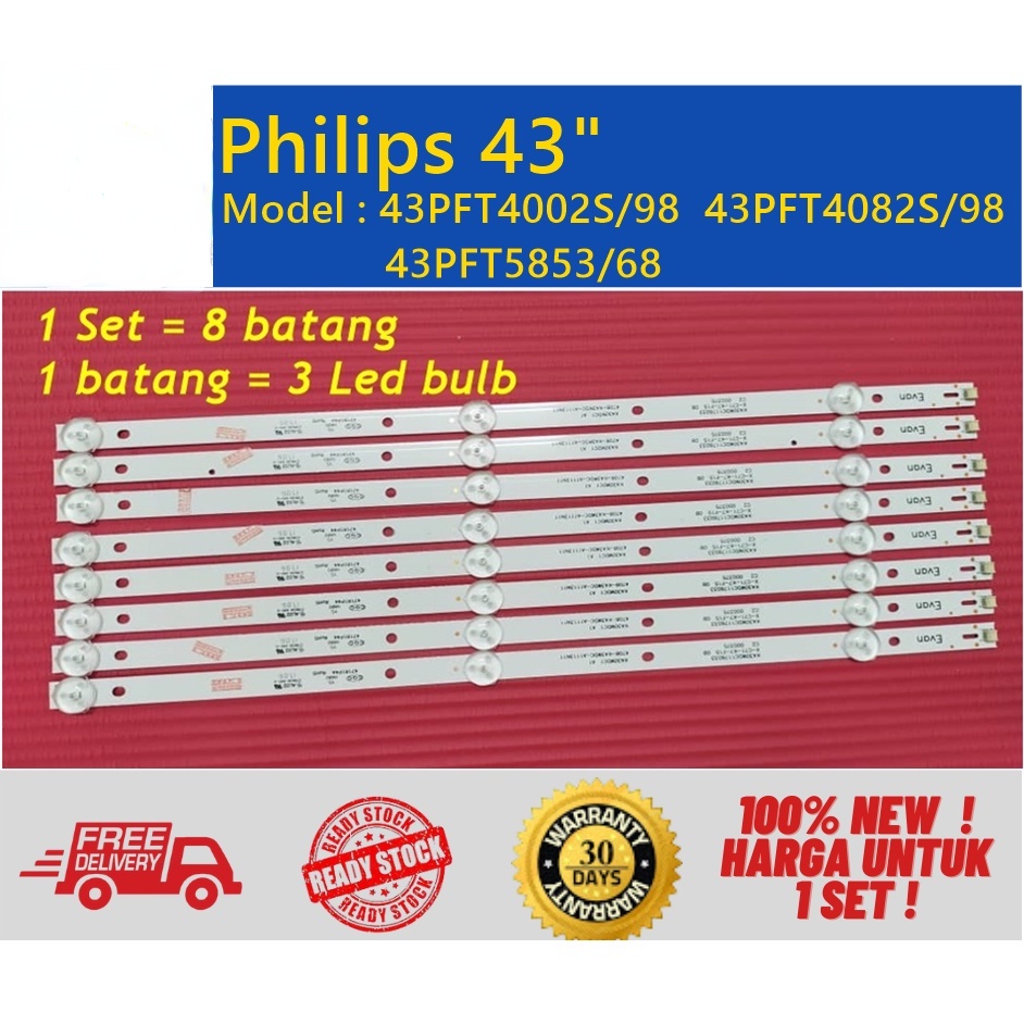 ไฟแบ็คไลท์ทีวี LED Philips 43 นิ้ว 43PFT4002 43PFT4002S 98 43PFT4082S 98 43PFT5853 68 | Shopee ...
