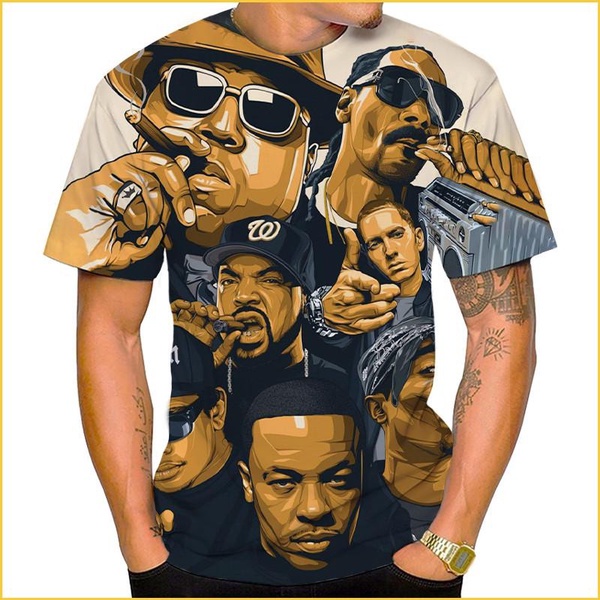แฟชั่น Hip Hop Rapper 2Pac/Ice Cube 3D พิมพ์ผู้ชายฤดูร้อน Casual Rock ...