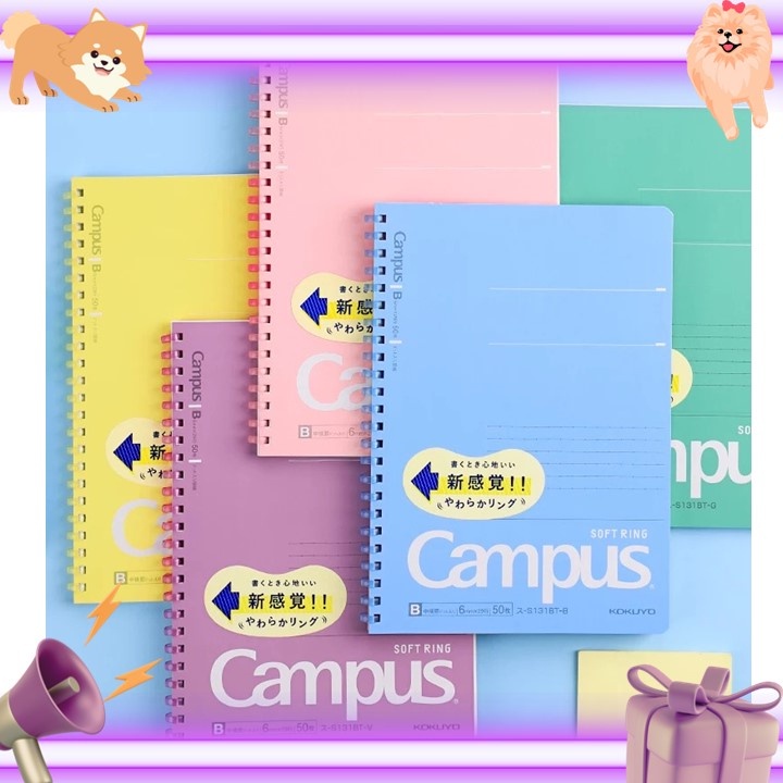 Kokuyo Campus Soft Ring สมุดสันนิ่ม สมุดโน้ตสันห่วง ขนาด A5 B5 กระดาษมีเส้น คุณภาพดี เขียนลื่น ...