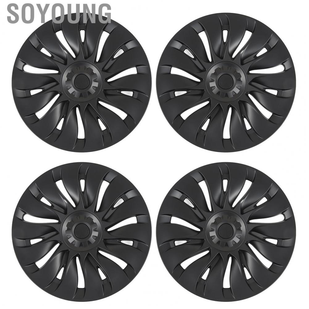 Soyoung 4 Pcs 19 Inch Wheel Hub Cap Matte Black Automobile Wheel Hub ...