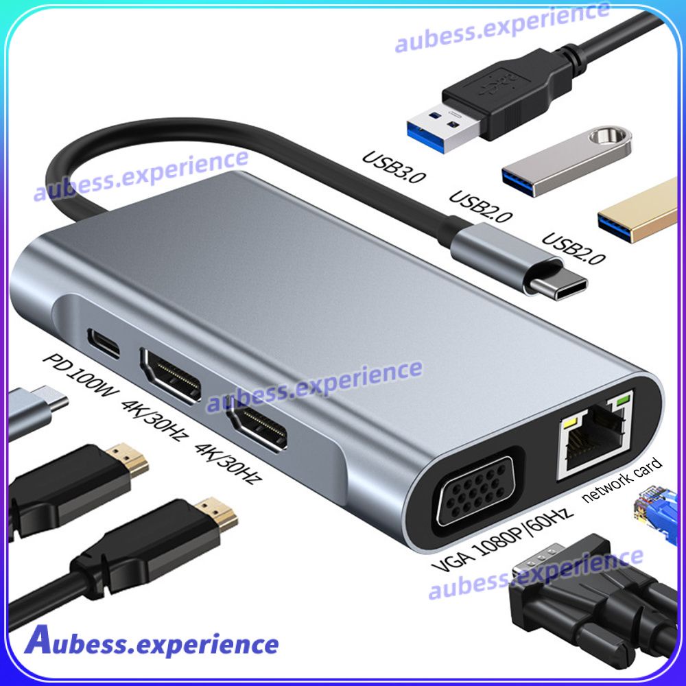 Type-c Male Docking Station 8 In 1 Type C Dongle พร้อม Hdmi 4k 30hz ...