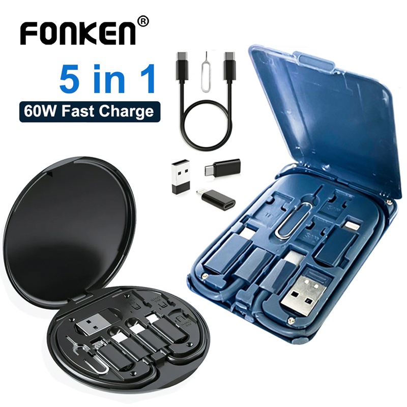 Fonken 5 In 1 ชุดกล่องอะแดปเตอร์แปลงสายชาร์จ USB Type-C Micro iOS OTG ... Fonken 5 In 1 ชุดกล่องอะแดปเตอร์แปลงสายชาร์จ USB Type-C Micro iOS OTG ...