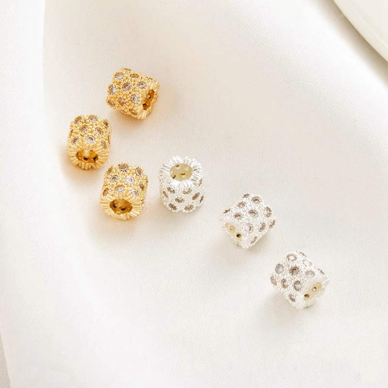 Spacer ลูกปัดวิ่งแหวนจี้ diy 14K ทองแดง Clad สีทอง Retention ชุดเพทายขนาดใหญ่สร้อยข้อมือสร้อยคอ ...