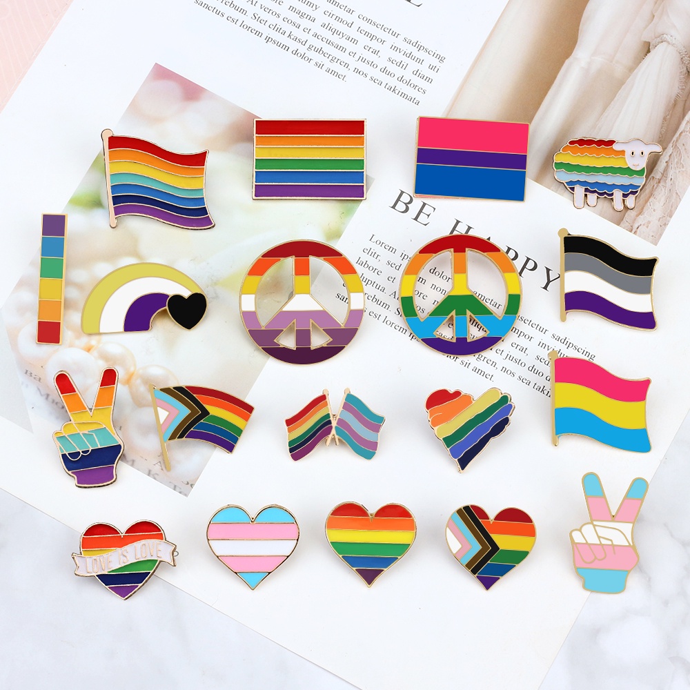 Lgbtq เคลือบ Pins Rainbow Flag เข ็ มกลัดป ้ าย Pansexual Bisexual ...