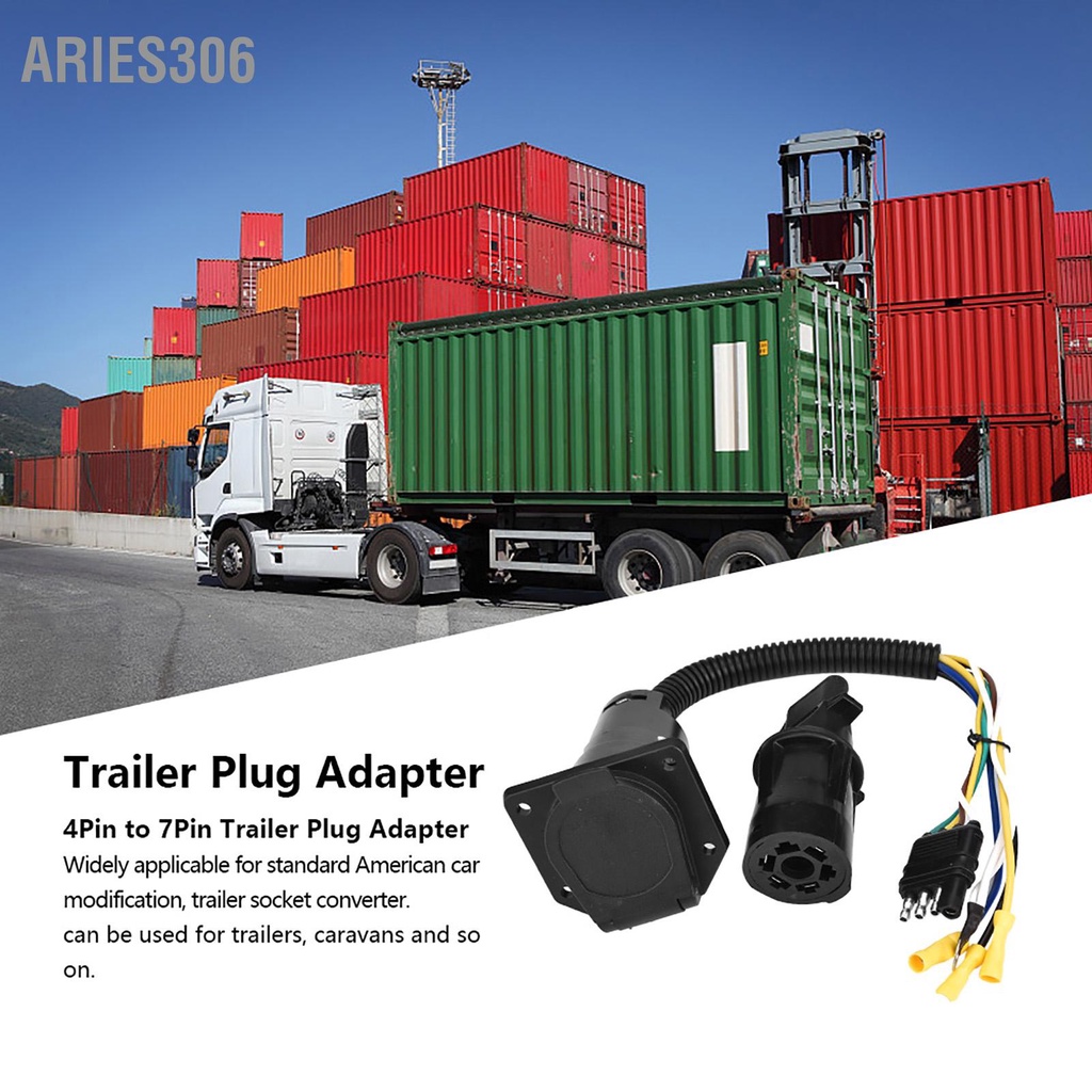 Aries306 12V 4Pin to 7Pin Trailer Socket Adapter Plug Converter ...