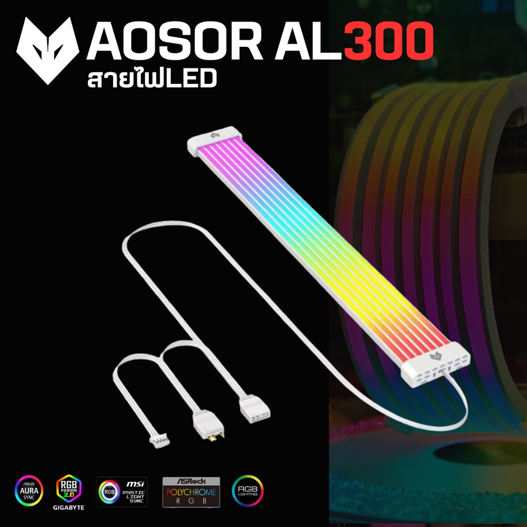 Coolmoon ไฟARGB สำหรับติดกับสายไฟคอมพิวเตอร์ รุ่นAOSOR AL300 5V ARGB Aura Sync | Shopee Thailand