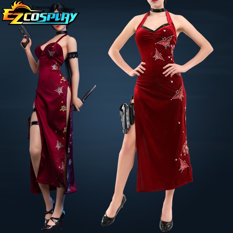ชุดคอสเพลย์ ชุดกี่เพ้า ปักลาย Resident Evil Ada Wong สีแดง สําหรับ ...