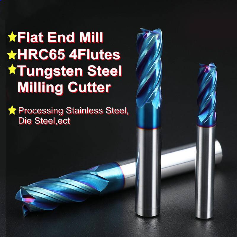 1pc 4 ขลุ่ย HRC65 คาร์ไบด์ Flat End Mill D8-D12 75L/100L CNC เครื่องมือตัดโลหะผสมคาร์ไบด์มิลลิ่ง ...