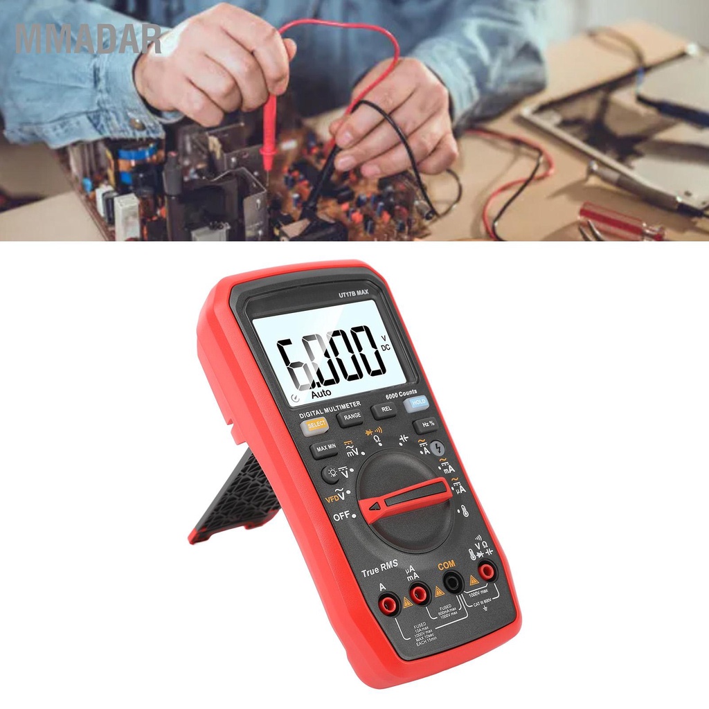 MMADAR มัลติมิเตอร์แบบดิจิตอล 6000 นับ DC AC โวลต์มิเตอร์ Ohm Volt Amp ...
