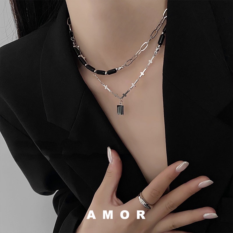 สร้อยคอสองชั้นหญิง Choker Ins ฮิปฮอปการออกแบบเฉพาะอุปกรณ์เสริมกระดูกไหปลาร้า | Shopee Thailand